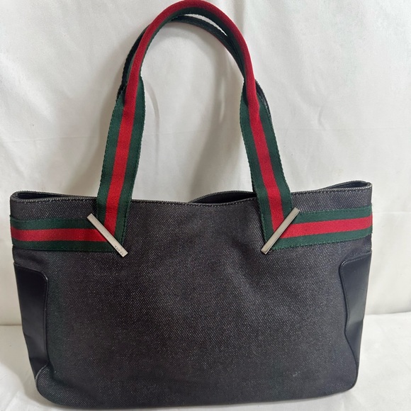 Gucci | Bags | Gucci Handbag Sherry Line Black Denim | Poshmark